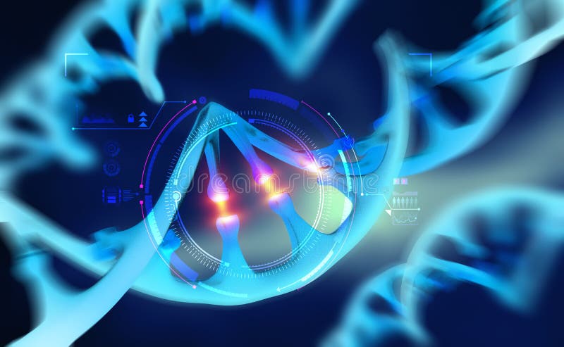 Cyber DNA, Study of Genetic Chains. 3d Illustration of Future ...