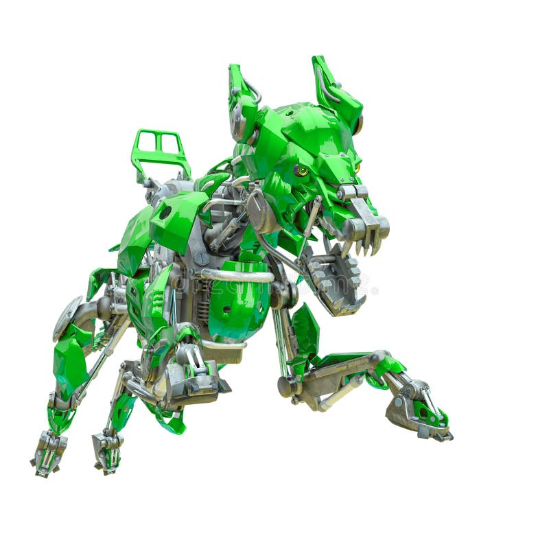 Cyber dog attack side view stock illustration. Illustration of drone ...