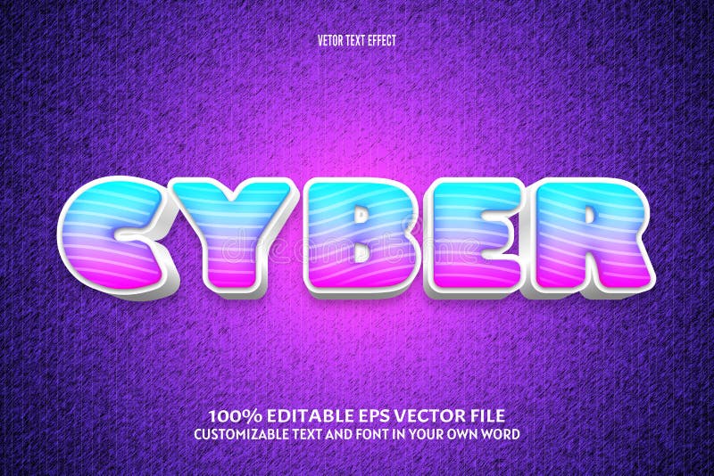 Cyber Editable Text Effect 3 Dimension Emboss Comic Style Stock Vector ...