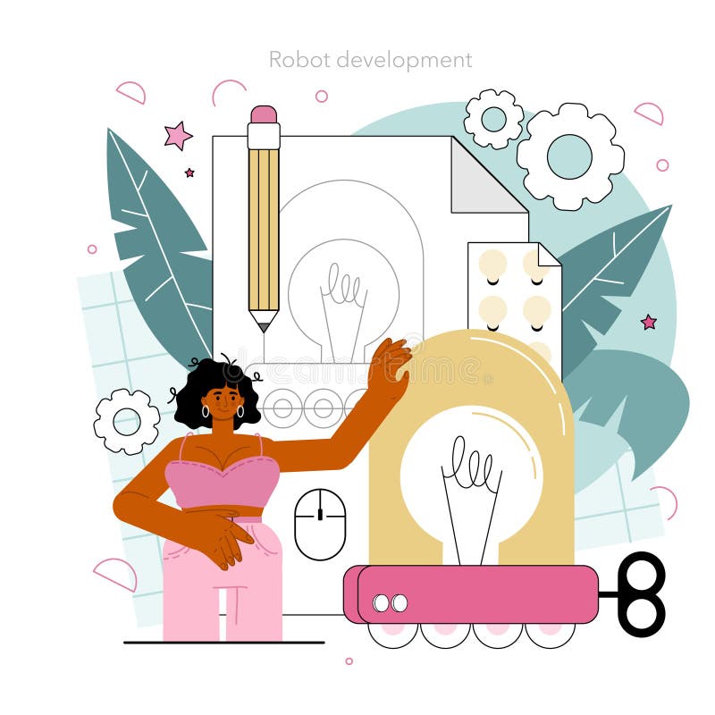 Cyber Engineering Concept. Robotics Constructing Developing and Setting ...