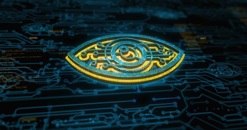Cyber Eye Espionage Big Brother and Hacking Symbol Digital Concept ...