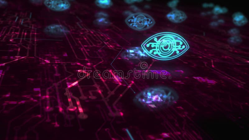 Cyber Eye Espionage Big Brother and Hacking Symbols Loop Cyber Concept ...