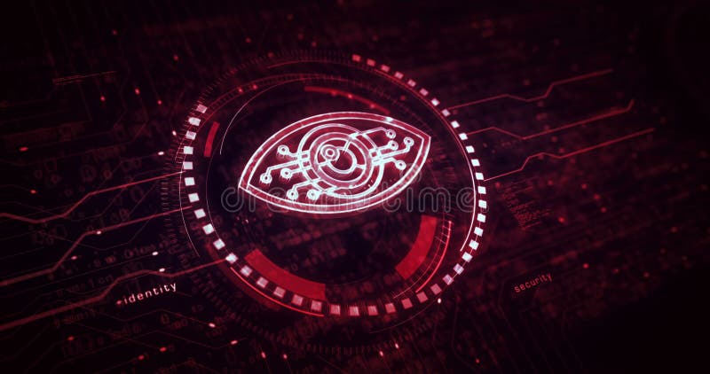 Cyber Eye Espionage Big Brother and Hacking Symbol Digital Concept Loop ...