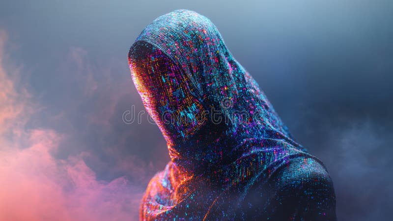 A Cyber Figure Enveloped in Digital Data Symbolizing the Essence of ...