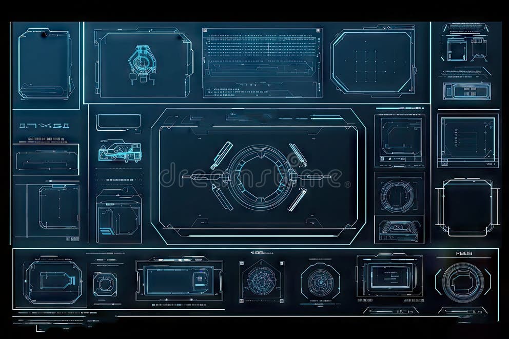 Cyber Frame Game Interface Set Blocks Square Frames Callouts Text ...