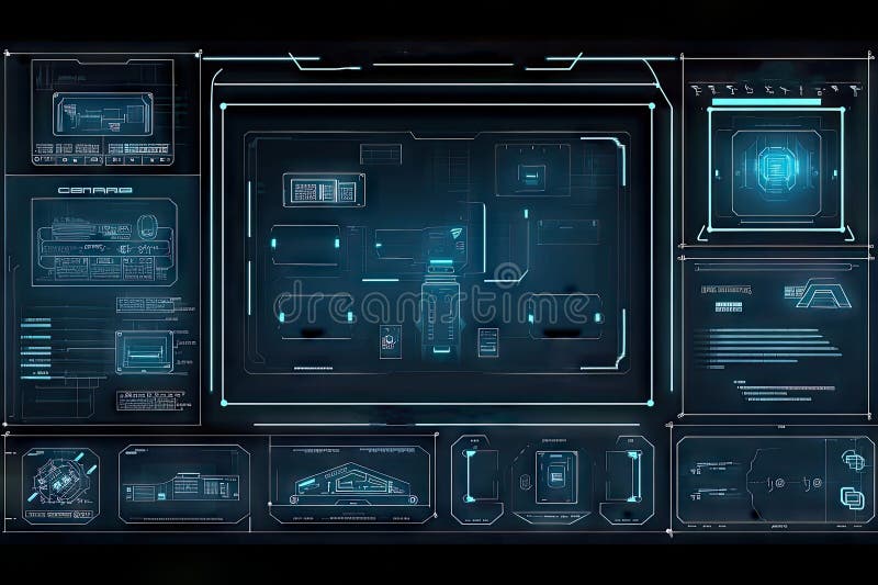 Cyber Frame Game Interface Set Blocks Square Frames Callouts Text ...