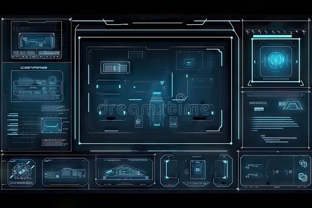 Cyber Frame Game Interface Set Blocks Square Frames Callouts Text ...