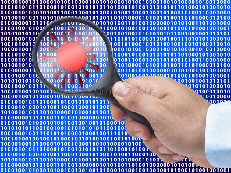 Cyber Fraud Detection Concept Image. Hand Holding Magnifying Glass ...