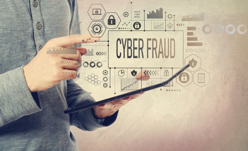 Cyber Fraud with Man Holding a Tablet Stock Photo - Image of ...