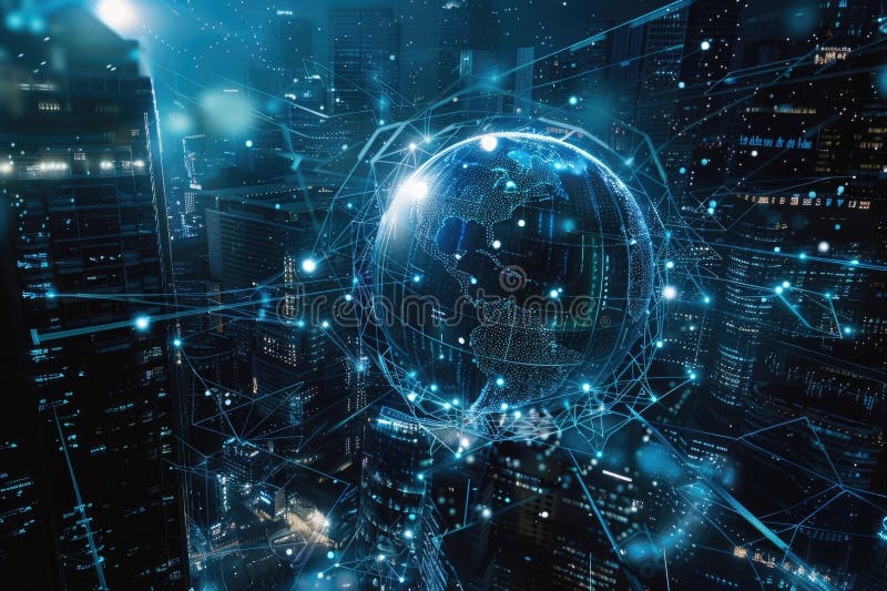 Cyber Future Cityscape stock image. Image of futuristic - 363157311