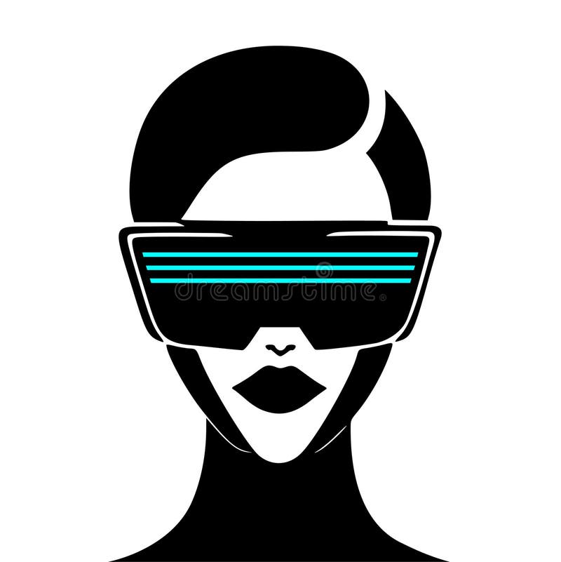 Cyber Futuristic Woman Draw Stock Vector - Illustration of online ...