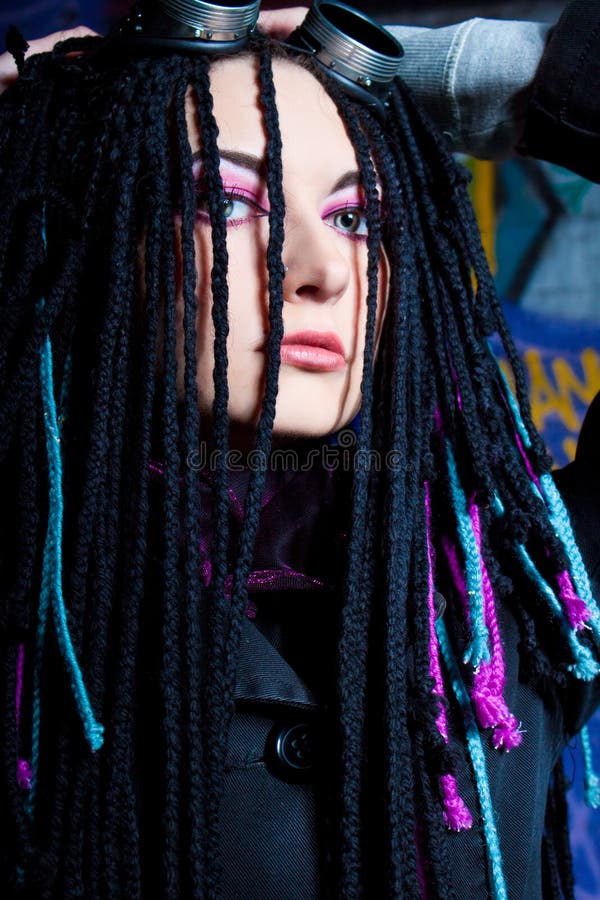 Cyber girl stock image. Image of gothic, pierced, dreads - 21436805