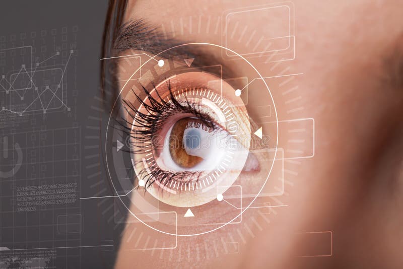 Cyber Girl with Technolgy Eye Looking Stock Photo - Image of cyber ...