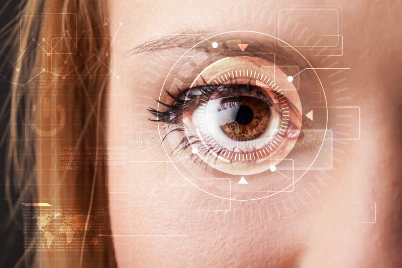 Cyber Girl with Technolgy Eye Looking Stock Photo - Image of password ...