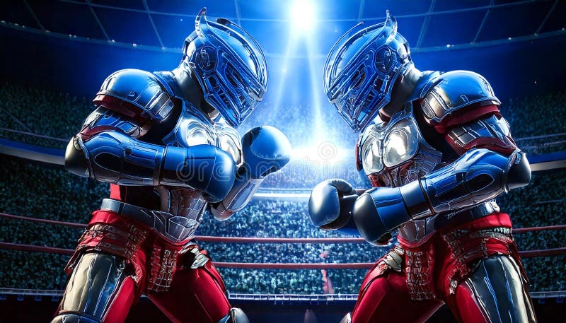 Cyber Gladiators Futuristic Battle in the Arena Stock Illustration ...