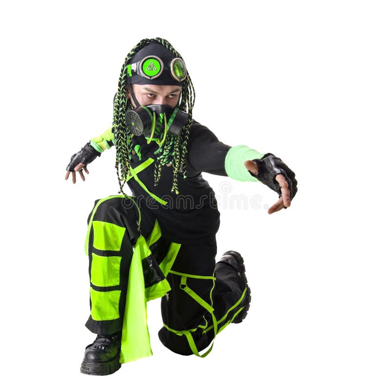 Cyber Goth Guy with Green Dreadlocks Stock Image - Image of human ...
