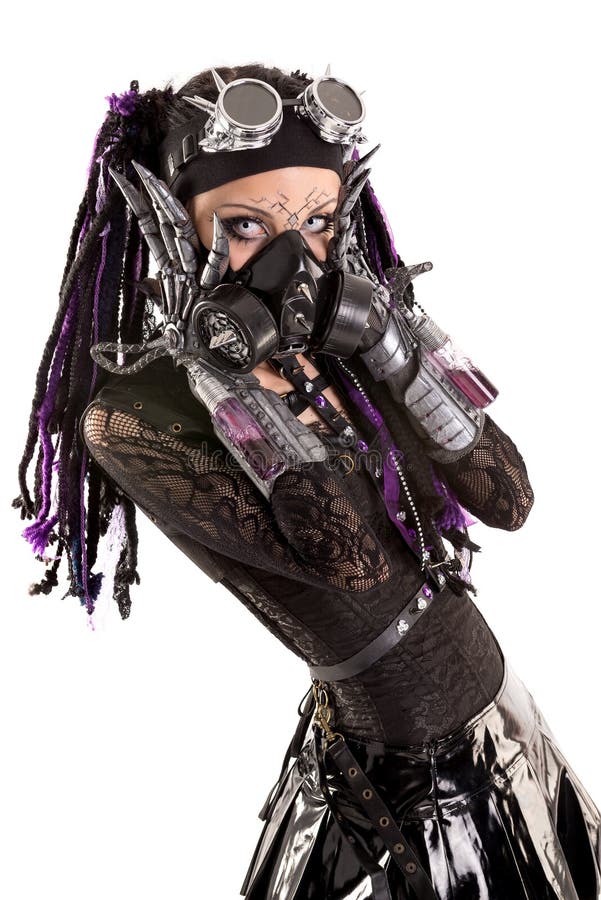 Cyber-Gothic girl stock photo. Image of leather, adult - 77604916