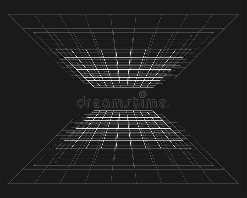 Cyber Grid, Retro Punk Perspective Rectangular Tunnel. Grid Tunnel ...