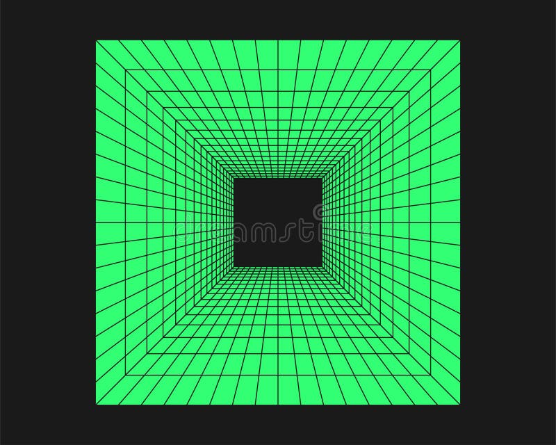 Cyber Grid, Retro Punk Perspective Rectangular Tunnel. Grid Geometry ...
