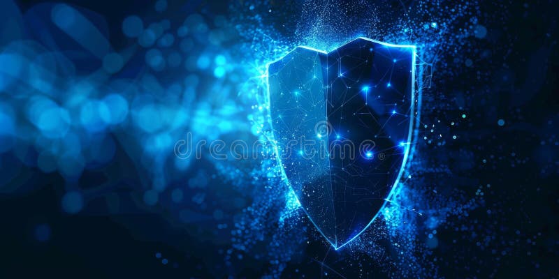 Cyber Guard Shield Glowing Blue Digital Network Defense Concept Stock ...
