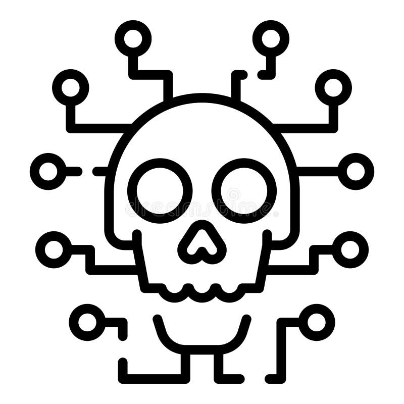 Cyber Hacker Attack Icon Outline Style Stock Vector Illustration Of
