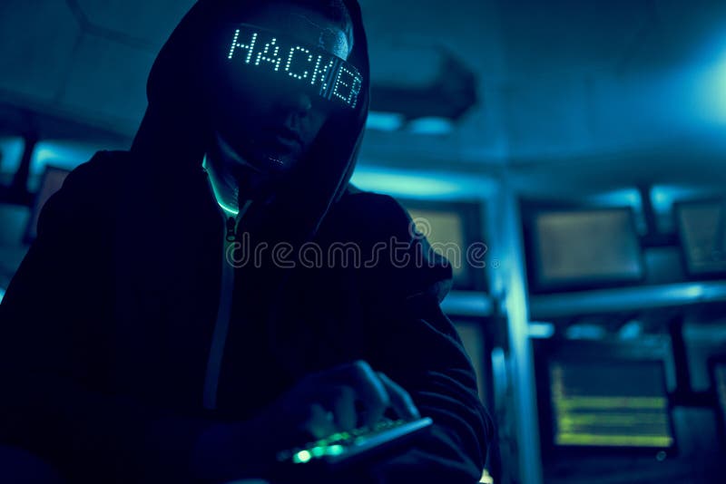 Cyber Hacker Breaks into Databases To Obtain Information Using a Computer. Stock Photo - Image ...