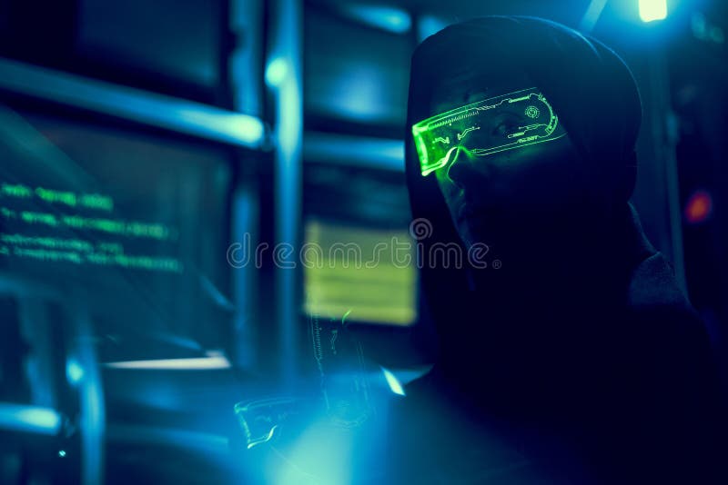 Cyber Hacker Breaks into Databases To Obtain Information Using a Computer. Stock Image - Image ...