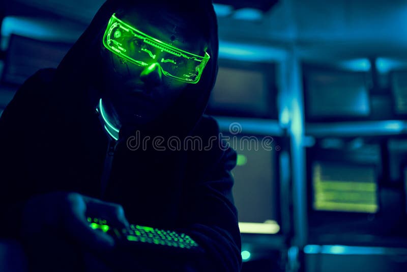 Cyber Hacker Breaks into Databases To Obtain Information Using a Computer. Stock Photo - Image ...