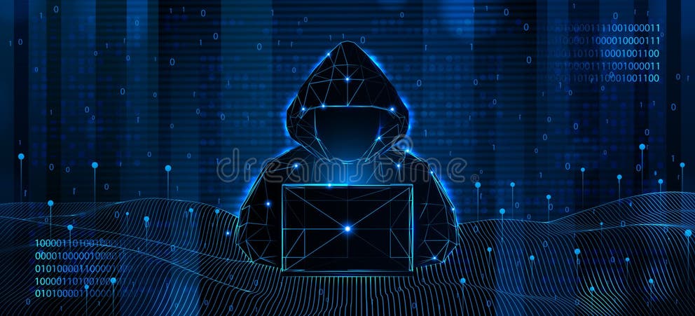 Cyber Hacker. Spy Anonymous. Fraud Security. Laptop Silhouette ...