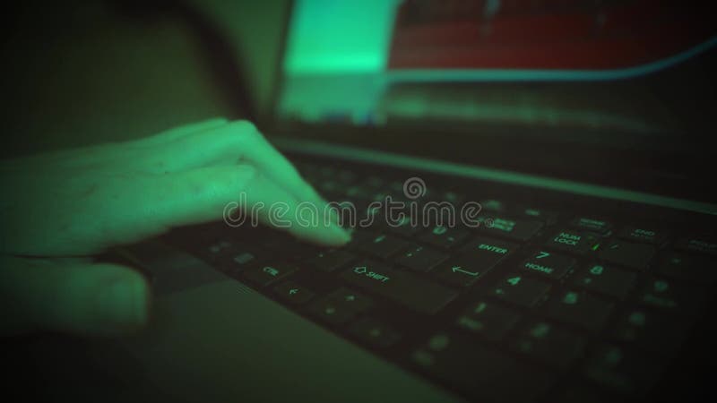Cyber Hacker Using Computer, Keyboard with Fingers. Programmer, Code ...