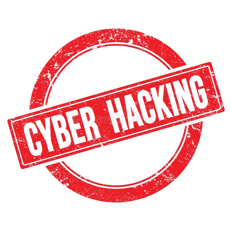 CYBER HACKING Text on Red Grungy Round Stamp Stock Illustration ...