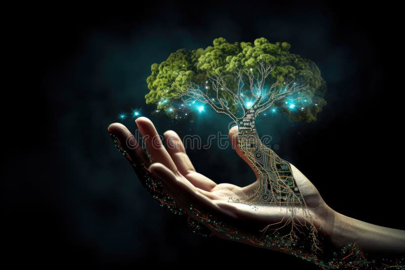 Cyber Hand Futuristic Sketch Stock Illustration - Illustration of ...