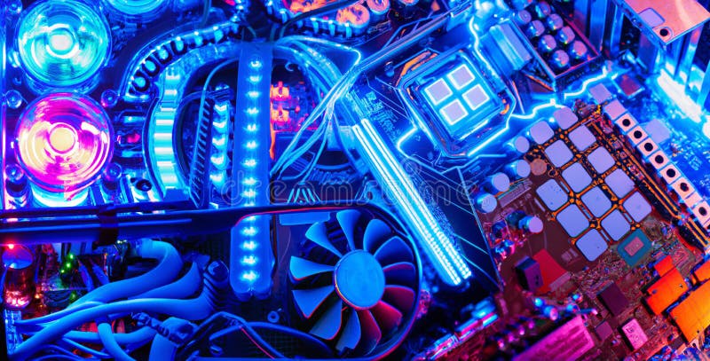 Cyber Hardware and Motherboard Surface, Generative AI Based Art Stock ...