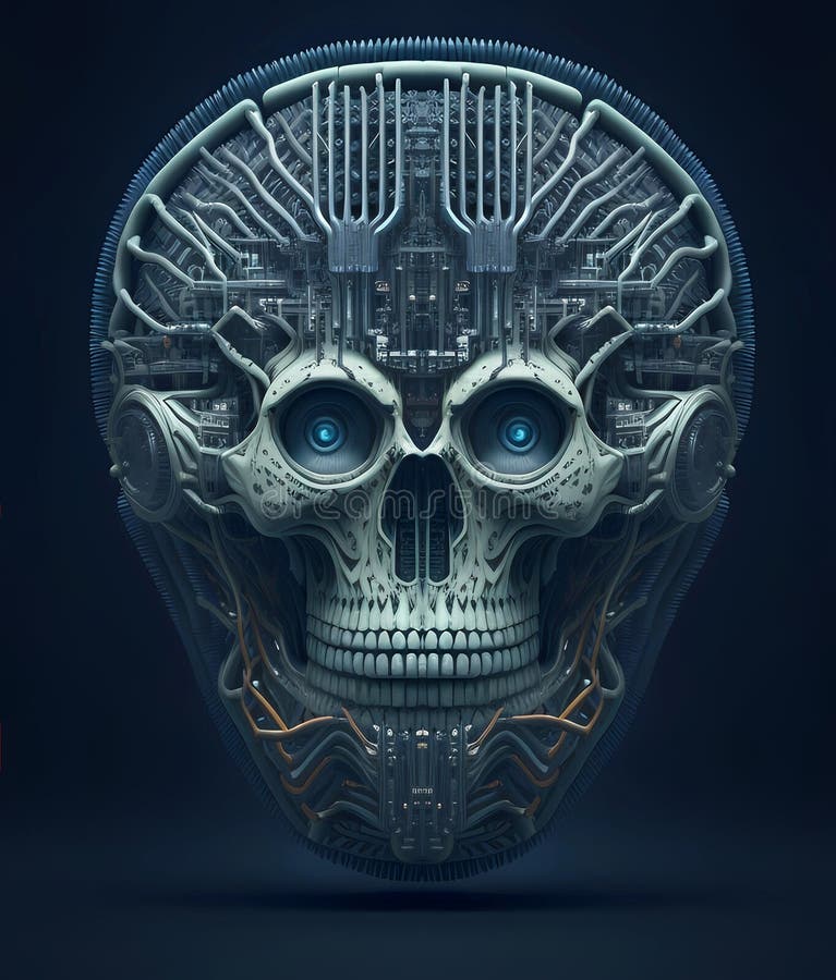 Cyber Head Colorful Brain with Wire and Cable Stock Illustration ...