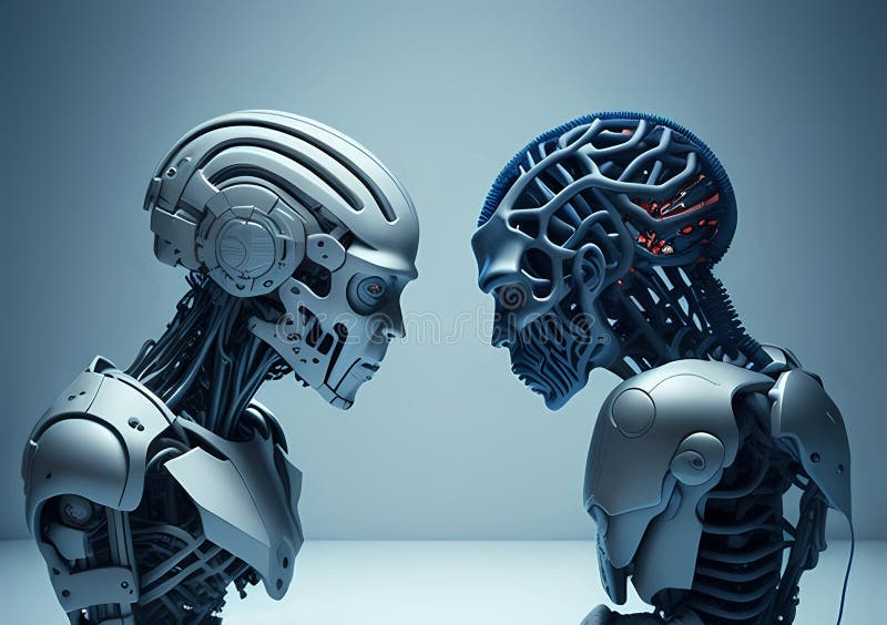 Cyber Head Colorful Brain with Wire and Cable Stock Illustration ...