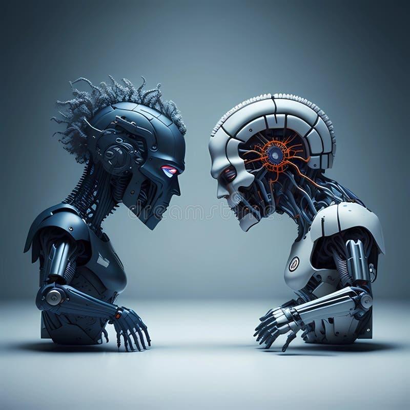 Cyber Head Colorful Brain with Wire and Cable Stock Illustration ...