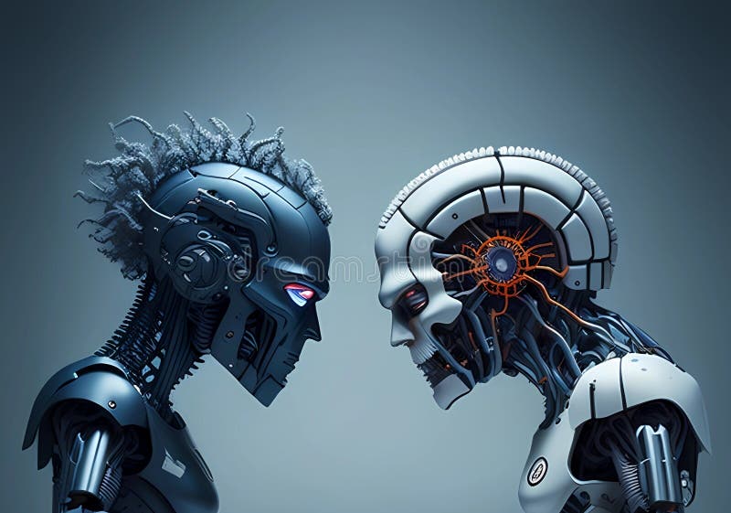 Cyber Head Colorful Brain with Wire and Cable Stock Illustration ...