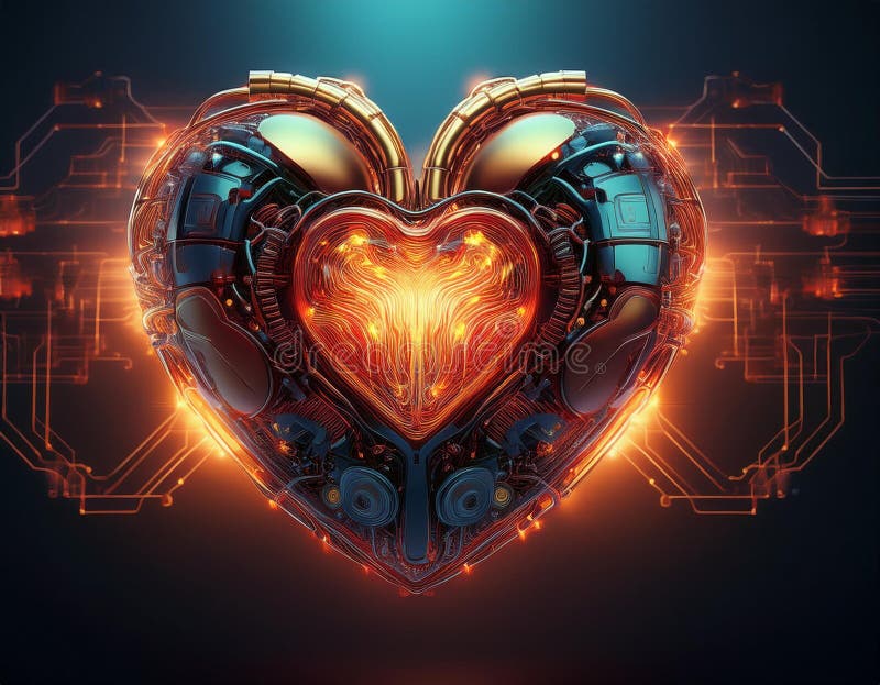 Cyber Heart stock illustration. Illustration of data - 335443091