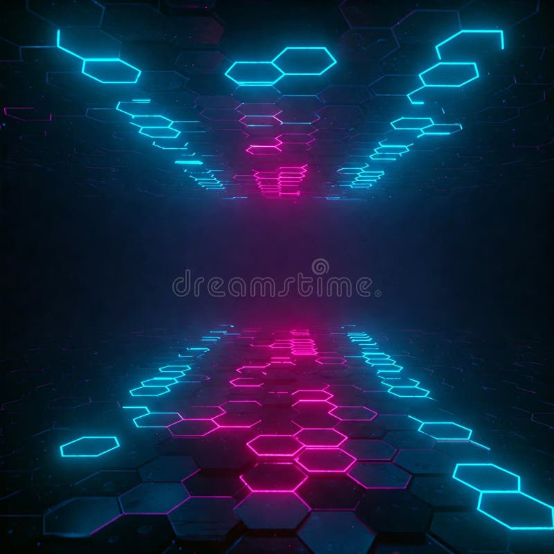 Cyber Hex Grid - AI stock illustration. Illustration of futuristic ...