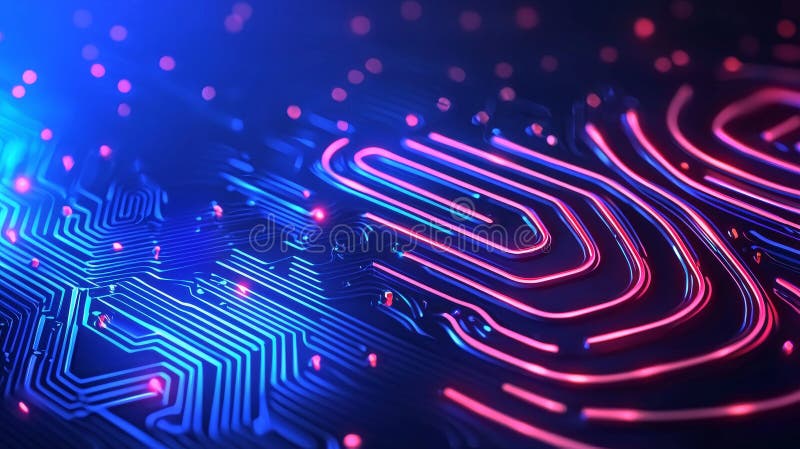 Cyber Hi-tech. Digital Data Stream in Motion. Data Transmission Channel ...