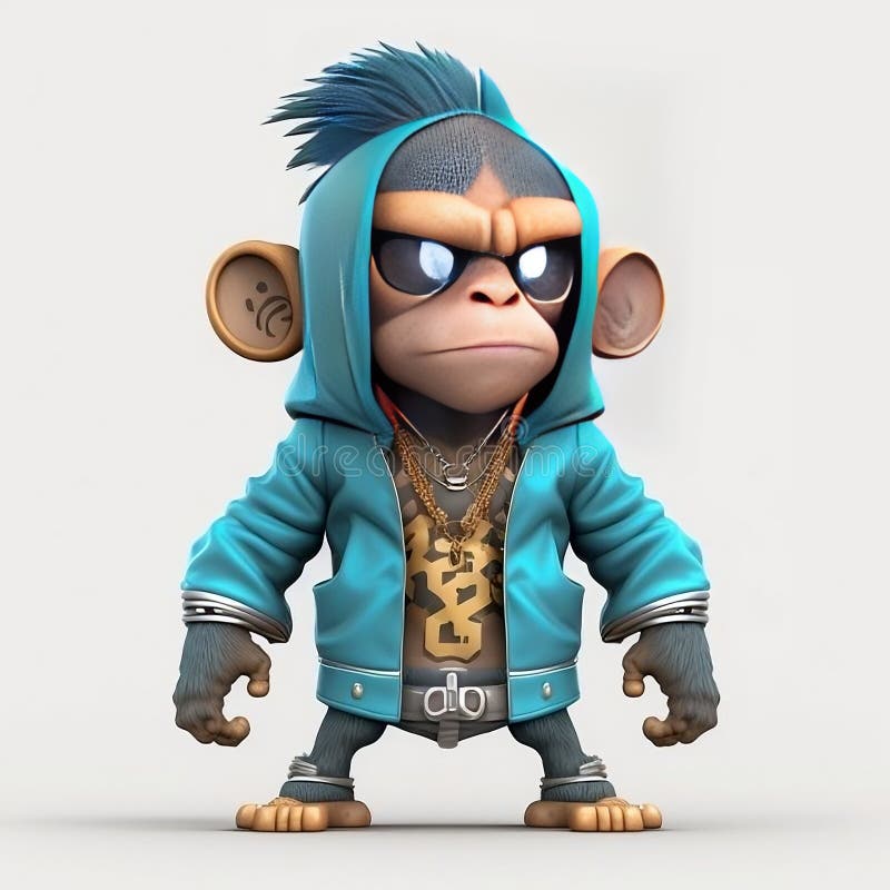 Cyber Hiphop Monkey stock illustration. Illustration of character ...