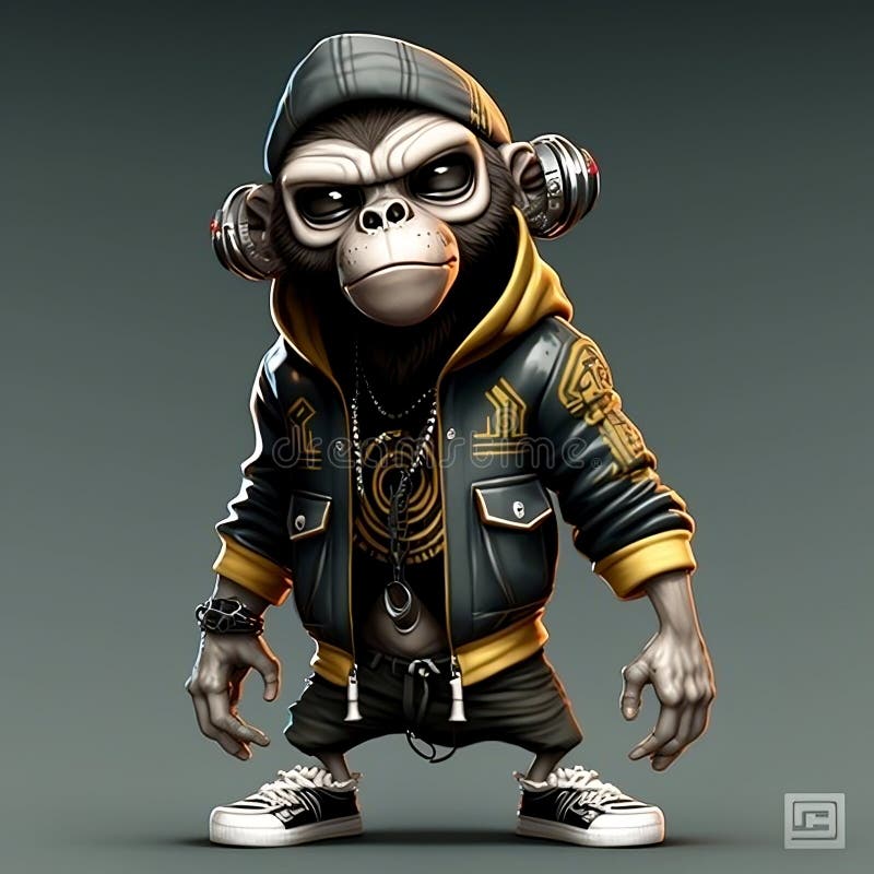 Cyber Hiphop Monkey stock illustration. Illustration of monkey - 268708637