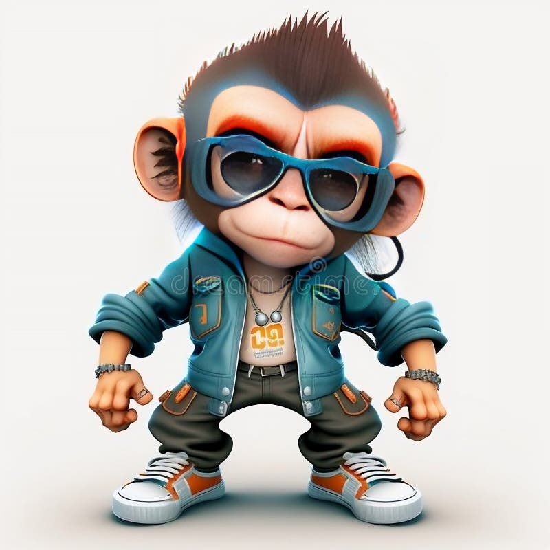 Cyber Hiphop Monkey stock illustration. Illustration of comics - 269174316