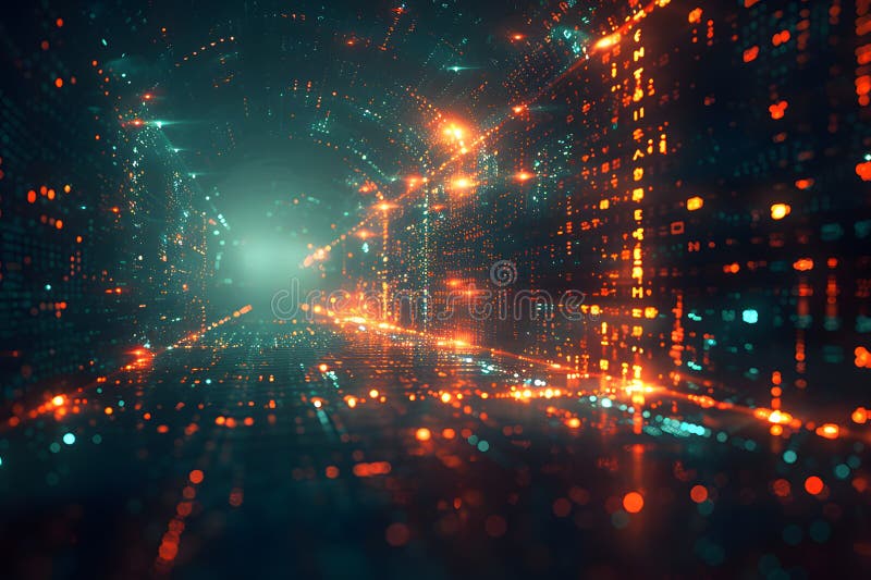Cyber Horizon: a Futuristic Digital Landscape Stock Illustration ...