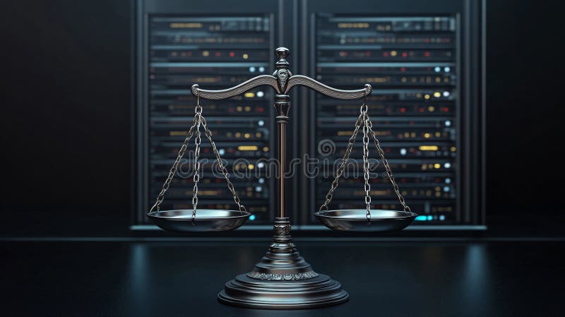 Cyber Justice Scales Digital Law Technology Server High Quality Image ...