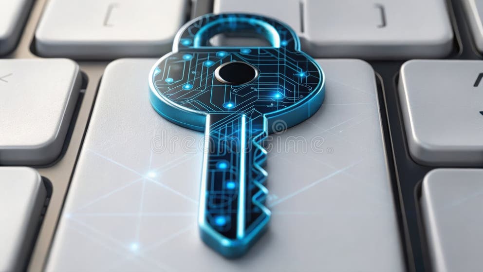 Cyber Key Positioned on a Computer Keyboard Unlocking Digital Potential ...