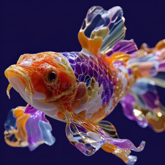 Cyber Koi Fish Formed from Strings of Light - Glitching Currents Stock ...