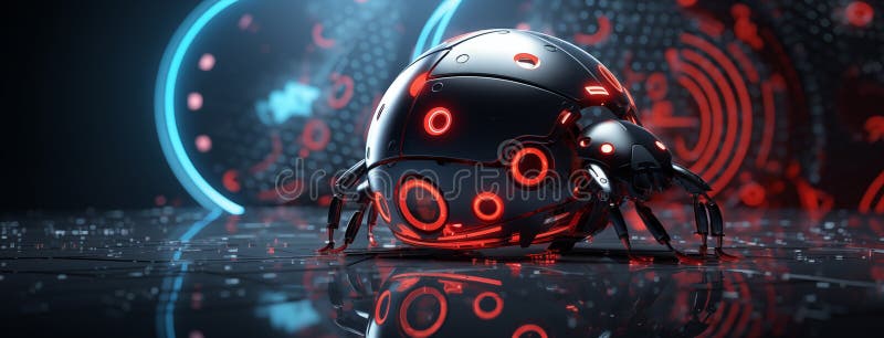 Cyber Ladybug Closeup stock illustration. Illustration of effect ...