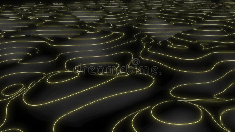 Cyber Landscape Glow Curve Grid Intro 3d Stock Illustration ...