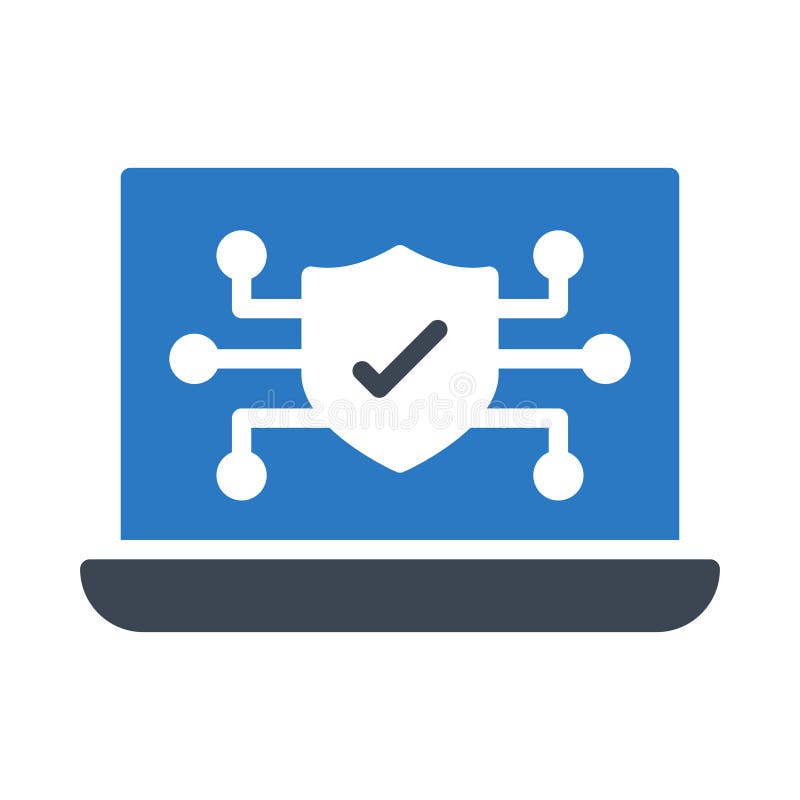 Cyber Laptop Glyph Color Flat Vector Icon Stock Illustration ...